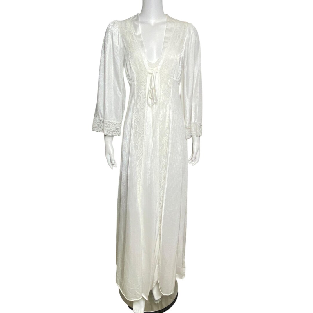 Ilise Stevens Long Lace Peignoir Set, Nightgown and Robe Womens Size M ...