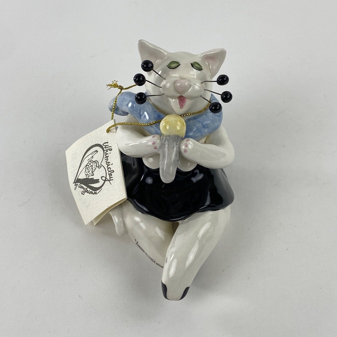 Amy Lacombe Cat Figurine, Whimsiclay Annaco Creations 2001, Singer ...