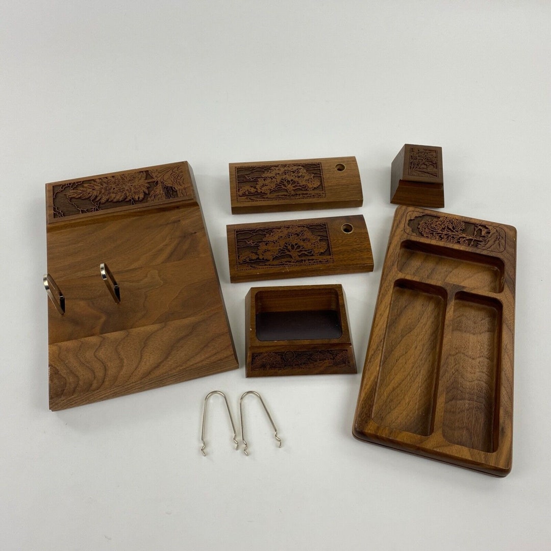 Lasercraft Wooden Desk Organizer Set of 6 Pieces Engraved - Etsy