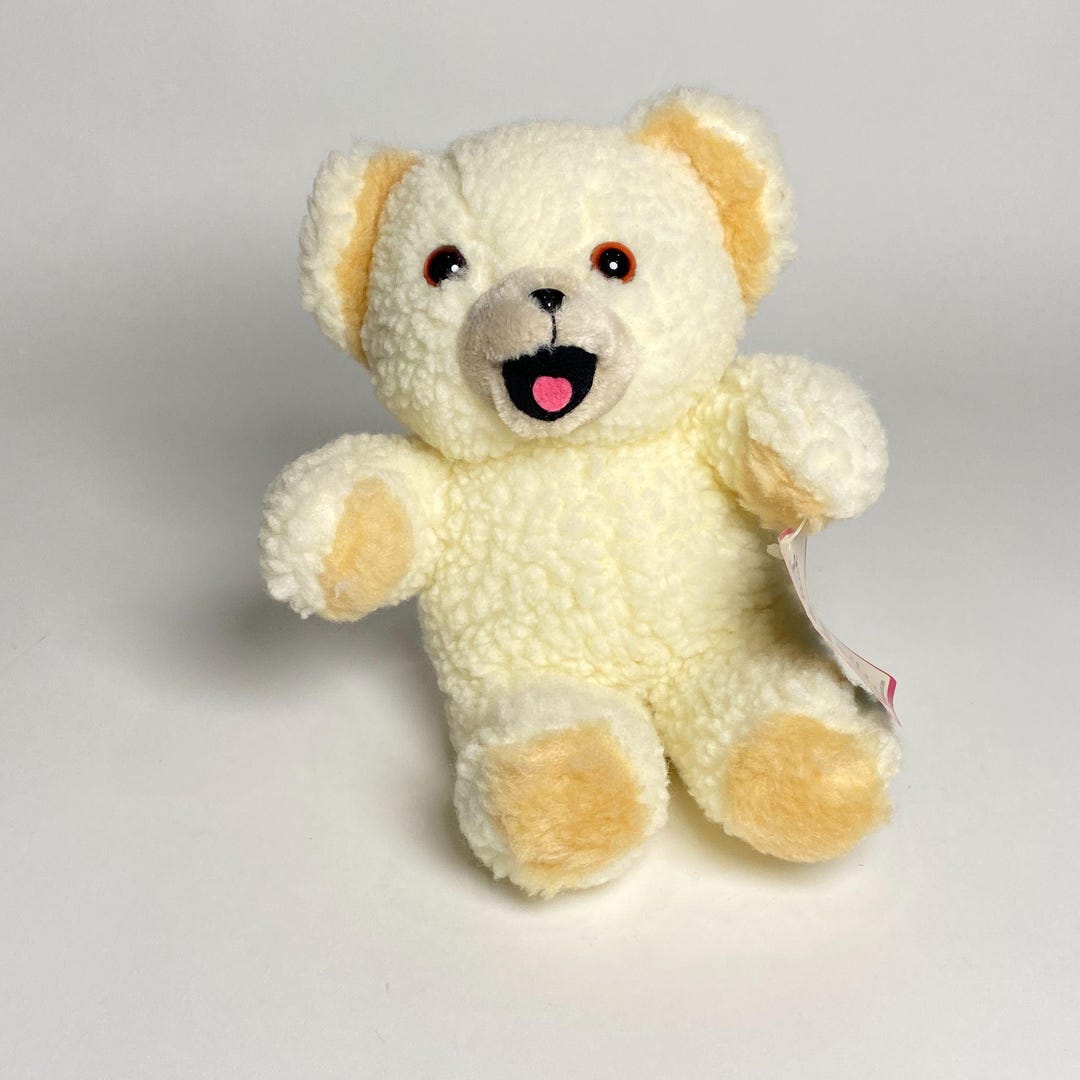1997 Snuggle Bear Plush Stuffed Animal Toy, Ivory, Sitting, Lever ...