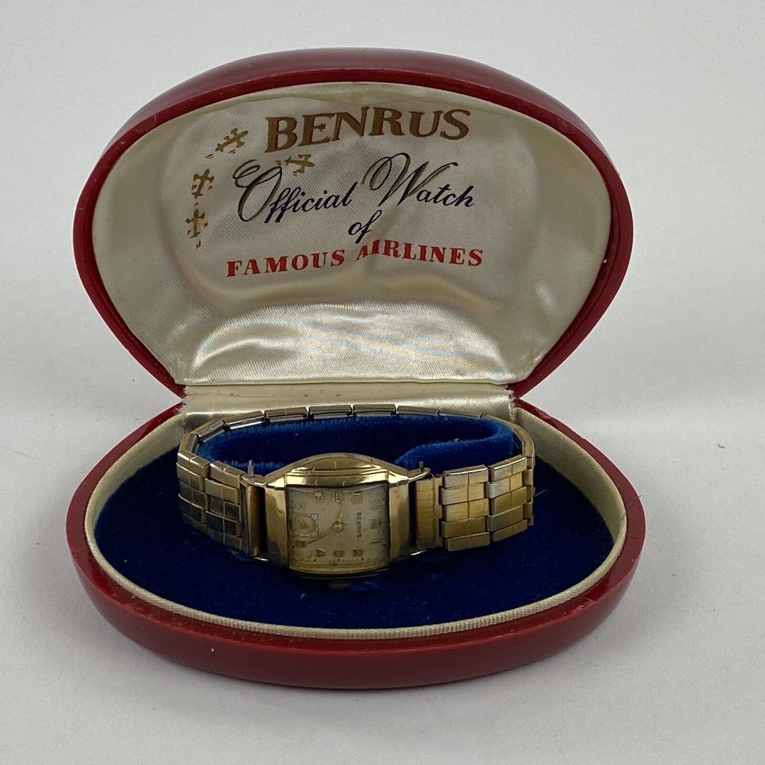 Benrus Mens Watch, 10K Rolled Gold Bezel, Stepped Case, Wind up ...