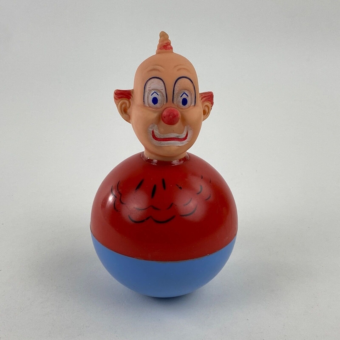Roly Poly Clown Toy, Squeaky Rubber Head, Chimes Jingles, Unbranded - Etsy