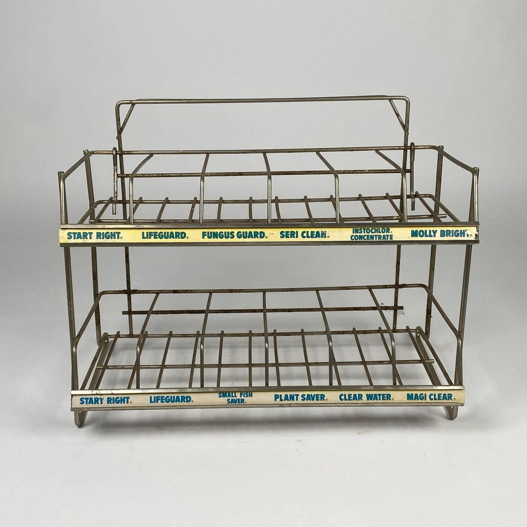 Vintage Two Tiered Wire Metal Display Rack, Product Labels, General ...