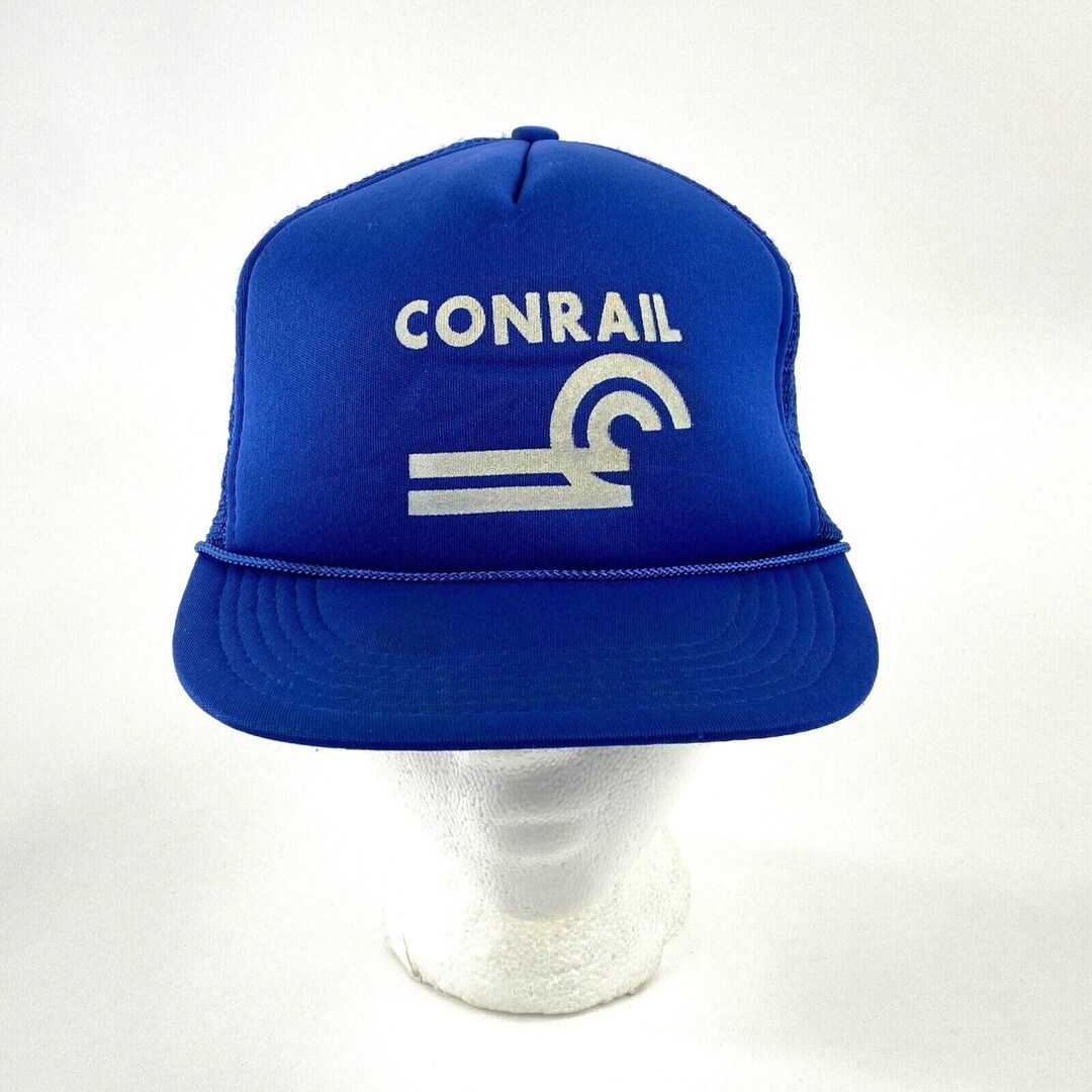 Conrail Railroad Snapback Hat Cap, Trucker, Mesh Back, Blue, Intact ...