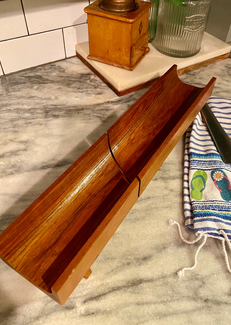 Vintage Teakwood French Baguette Bread Slicing Tray - Etsy