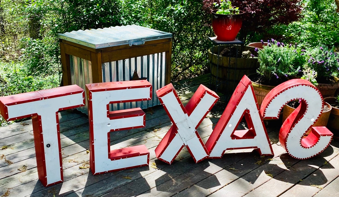 Vintage Sheet Metal Letters TEXAS - Etsy