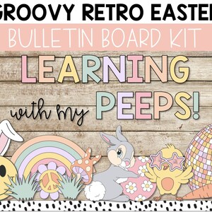 Groovy Retro Easter Bulletin Board Kit, Spring Bulletin Board Kit ...