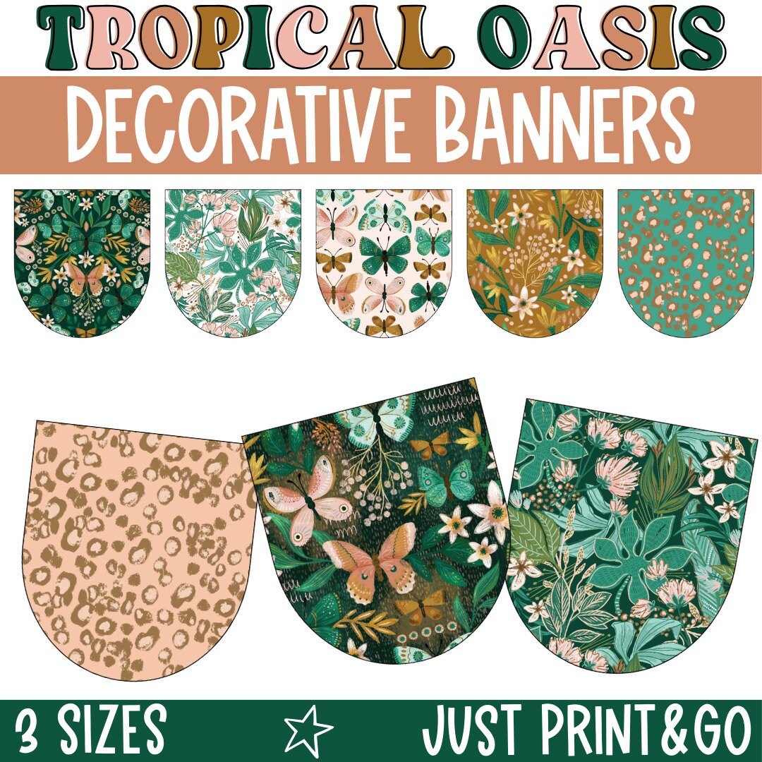 Bulletin Board Bunting, Decorative Banners for Classroom, Tropical ...