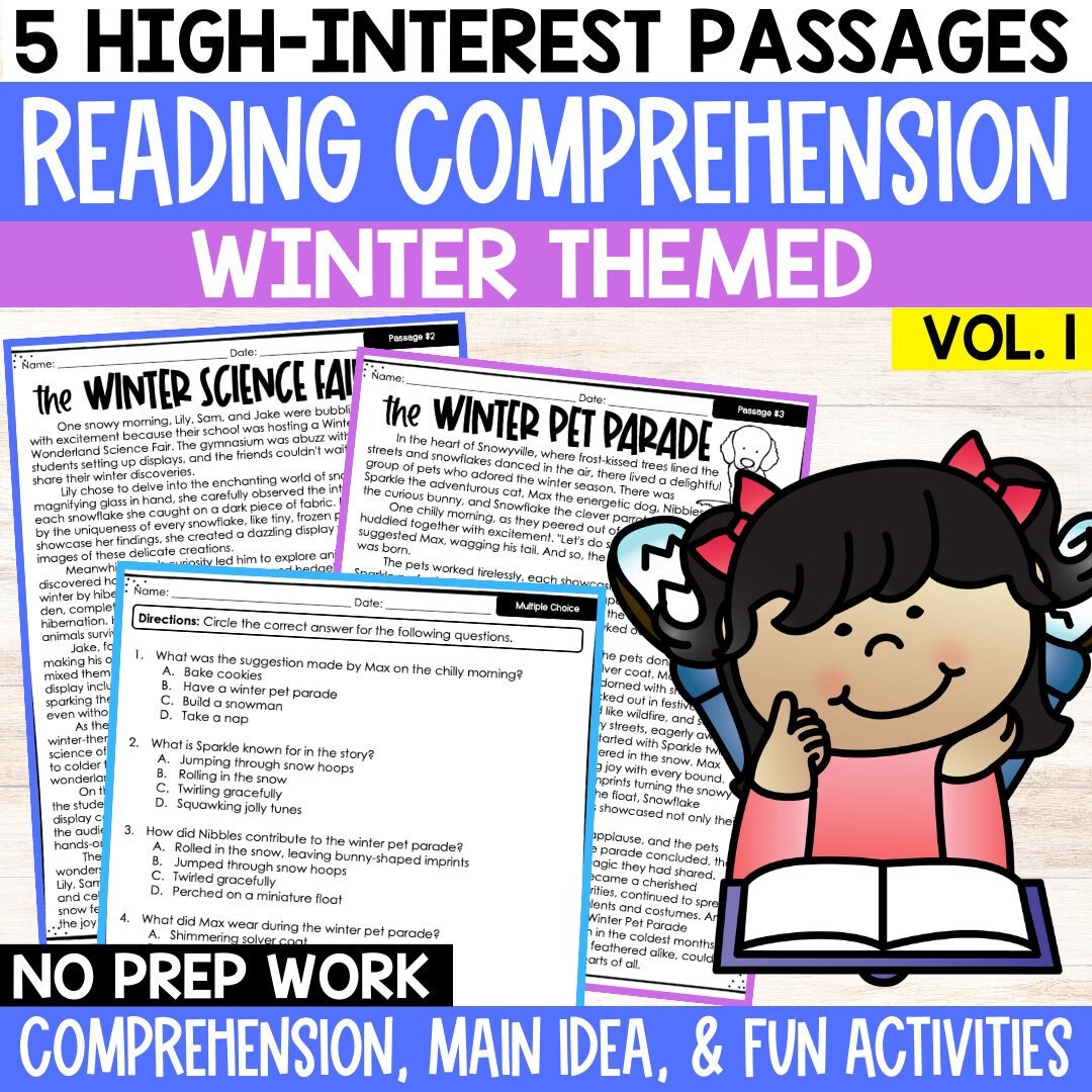 Winter Reading Comprehension Packet, 4th Grade Reading Activities ...