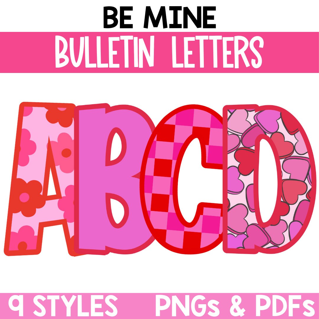 Valentines Bulletin Board Letters, Letter Clipart, Printable Bulletin ...