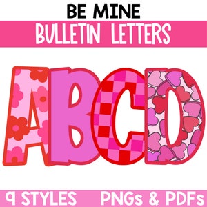 Valentines Bulletin Board Letters, Letter Clipart, Printable Bulletin ...