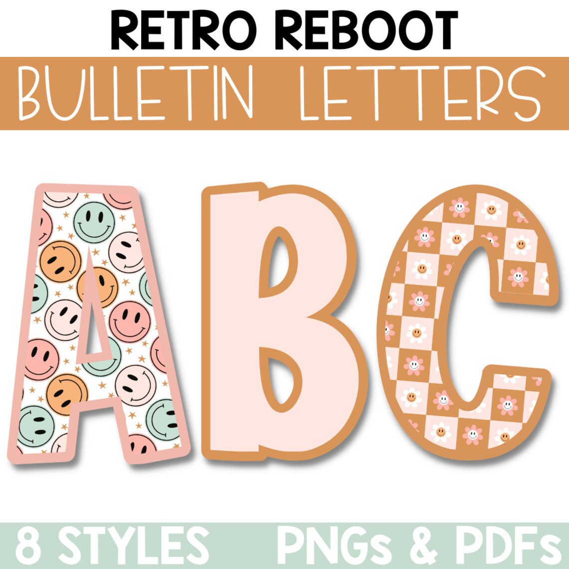 Groovy Retro Bulletin Board Letters, Letter Clipart, Printable Bulletin ...