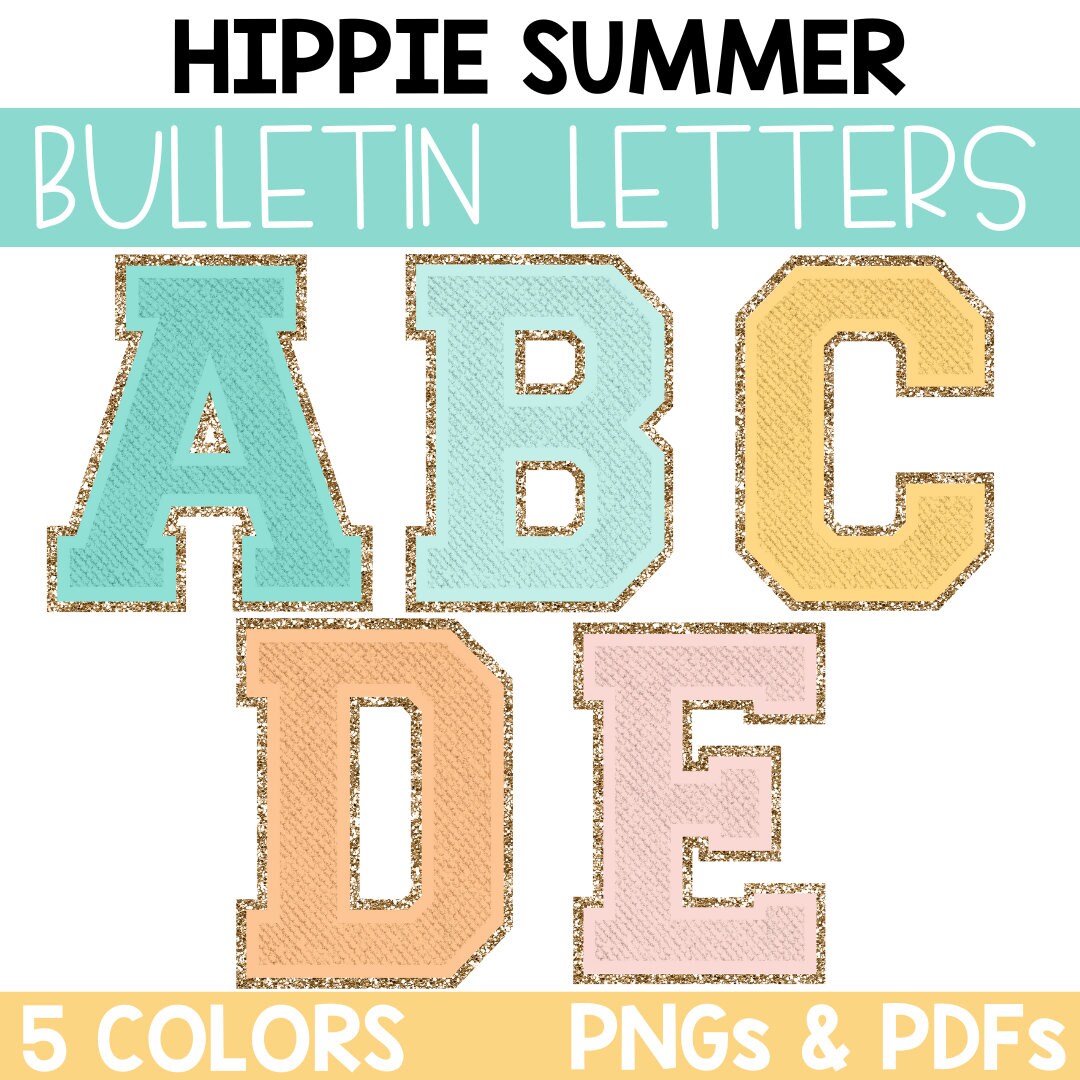 Groovy Retro Varsity Bulletin Board Letters, Letter Clipart, Printable ...