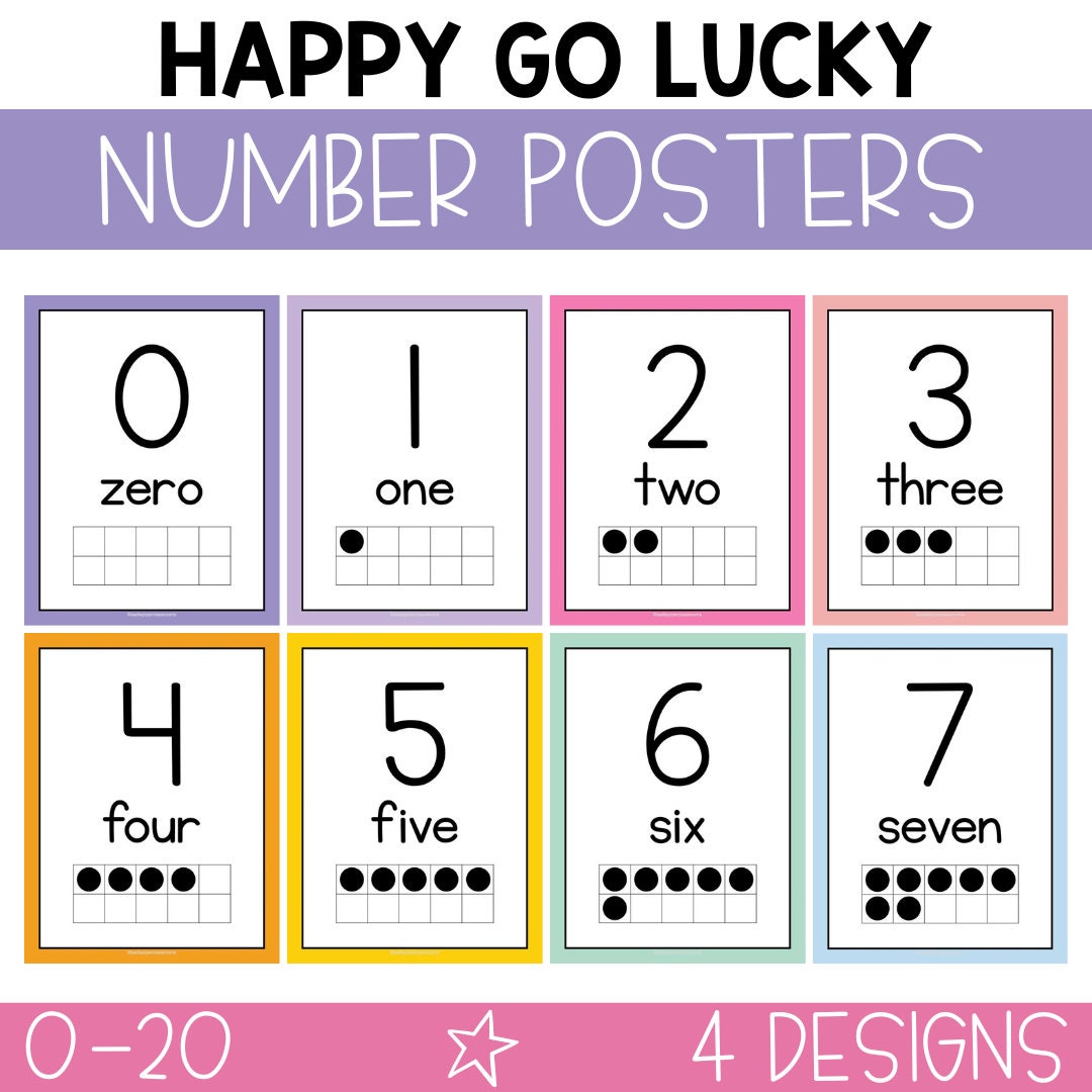 Retro Number Posters, Number Posters With Ten Frames, Ten Frame Number ...