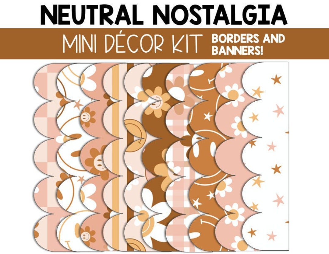 Neutral Nostalgia Mini Decor Kit, Retro Classroom Decor, Groovy ...