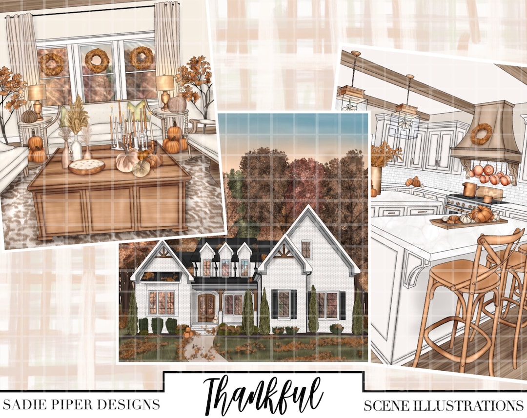 THANKFUL Scenes, Thanksgiving Clipart, Autumn Clipart, Fashion Clipart ...