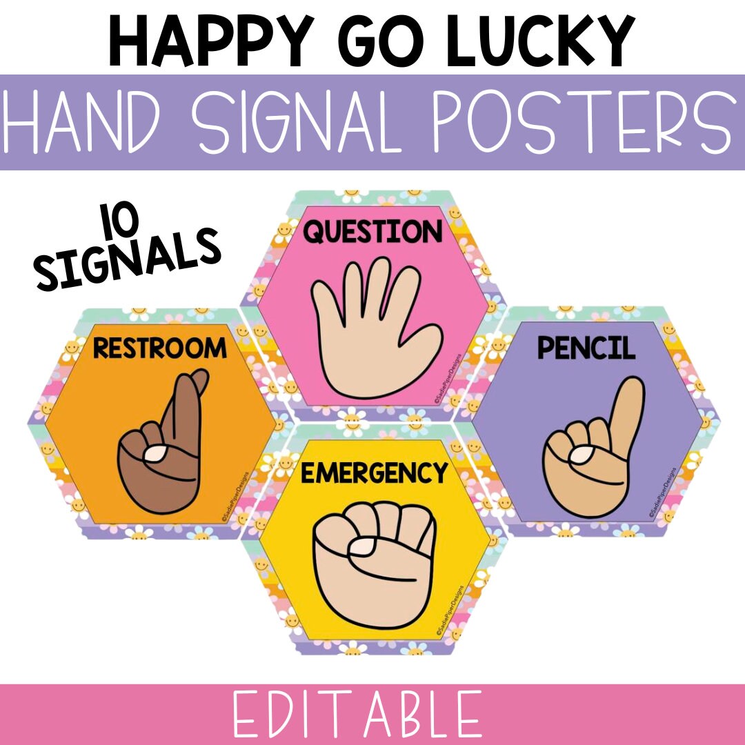 Editable Hand Signal Posters, Retro Hand Signal Posters, Bright Hand ...