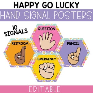 Editable Hand Signal Posters, Retro Hand Signal Posters, Bright Hand ...
