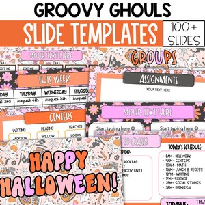 Groovy Halloween Bulletin Board Decor, Retro Halloween Bulletin Board ...