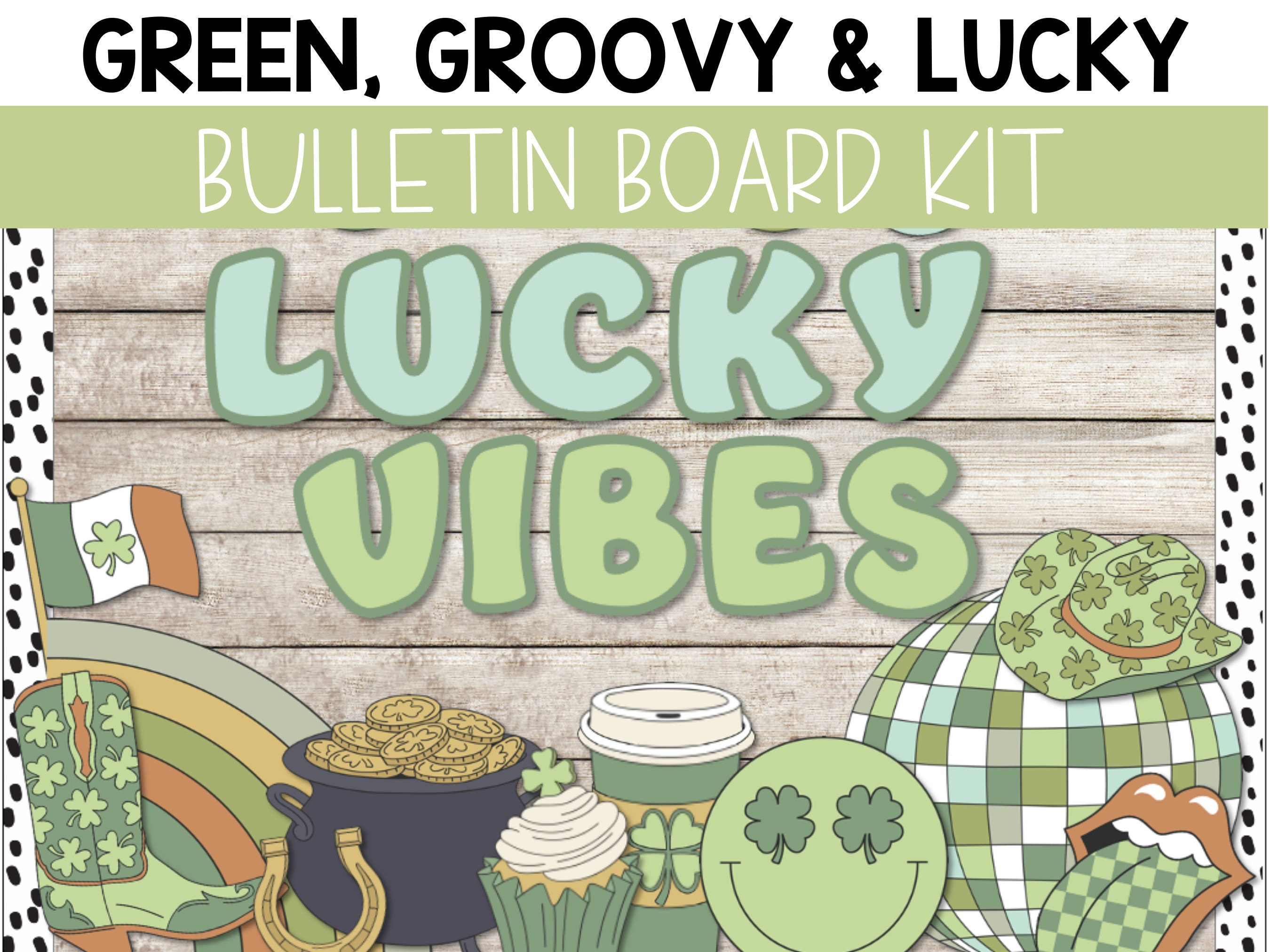 Green Groovy and Lucky Bulletin Board Kit St. Patricks Day - Etsy