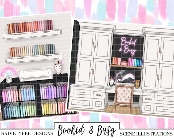 BOOKED AND BUSY Scenes Stationary Clipart Planner Girl - Etsy