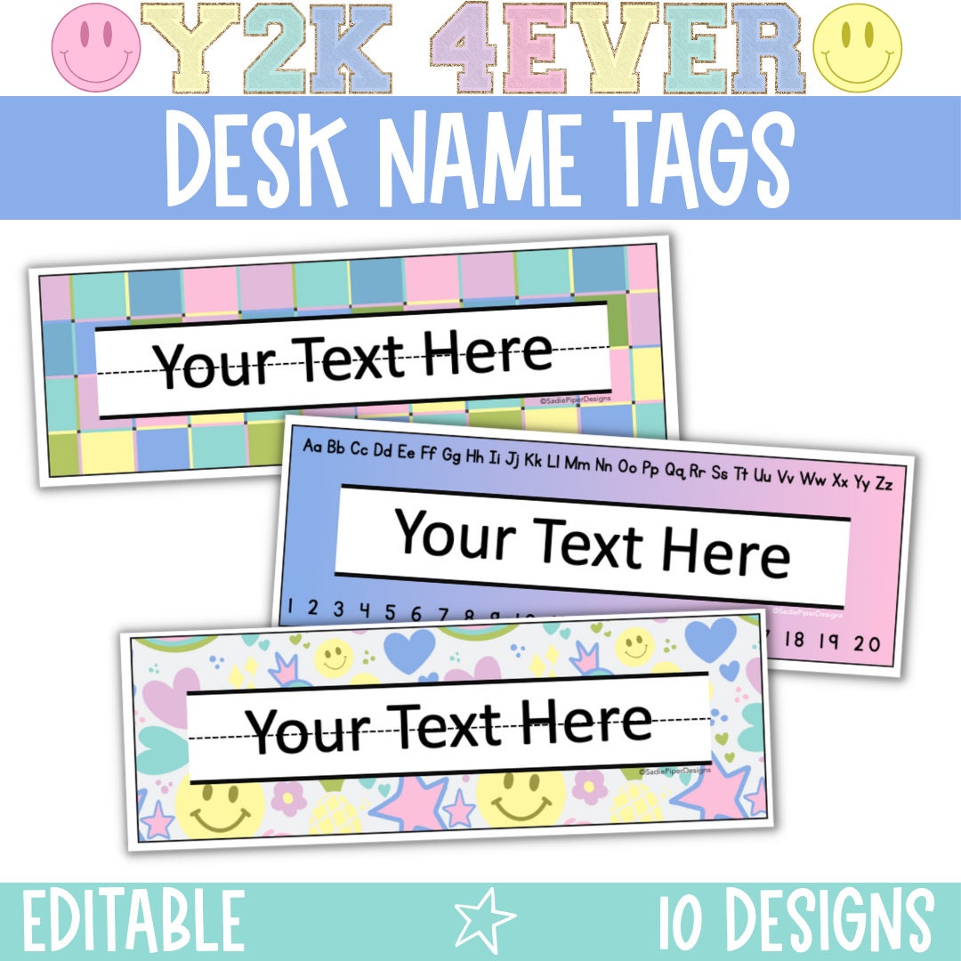 Editable Desk Name Tags for Students, Retro Desk Name Plates for ...