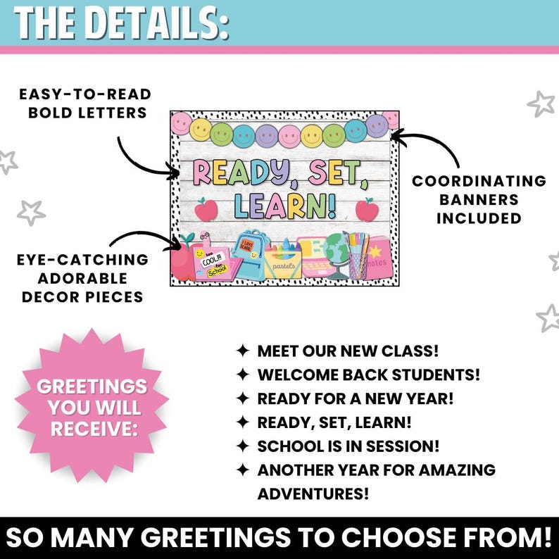 Smiley Face Back to School Bulletin Board Kit, Rainbow Open House ...