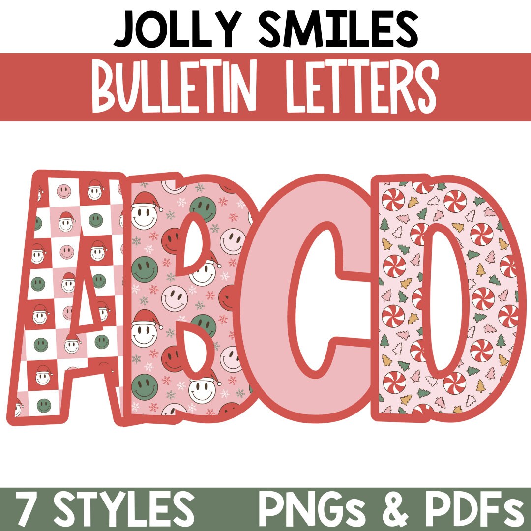 Smiley Christmas Bulletin Board Letters, Printable Bulletin Board ...