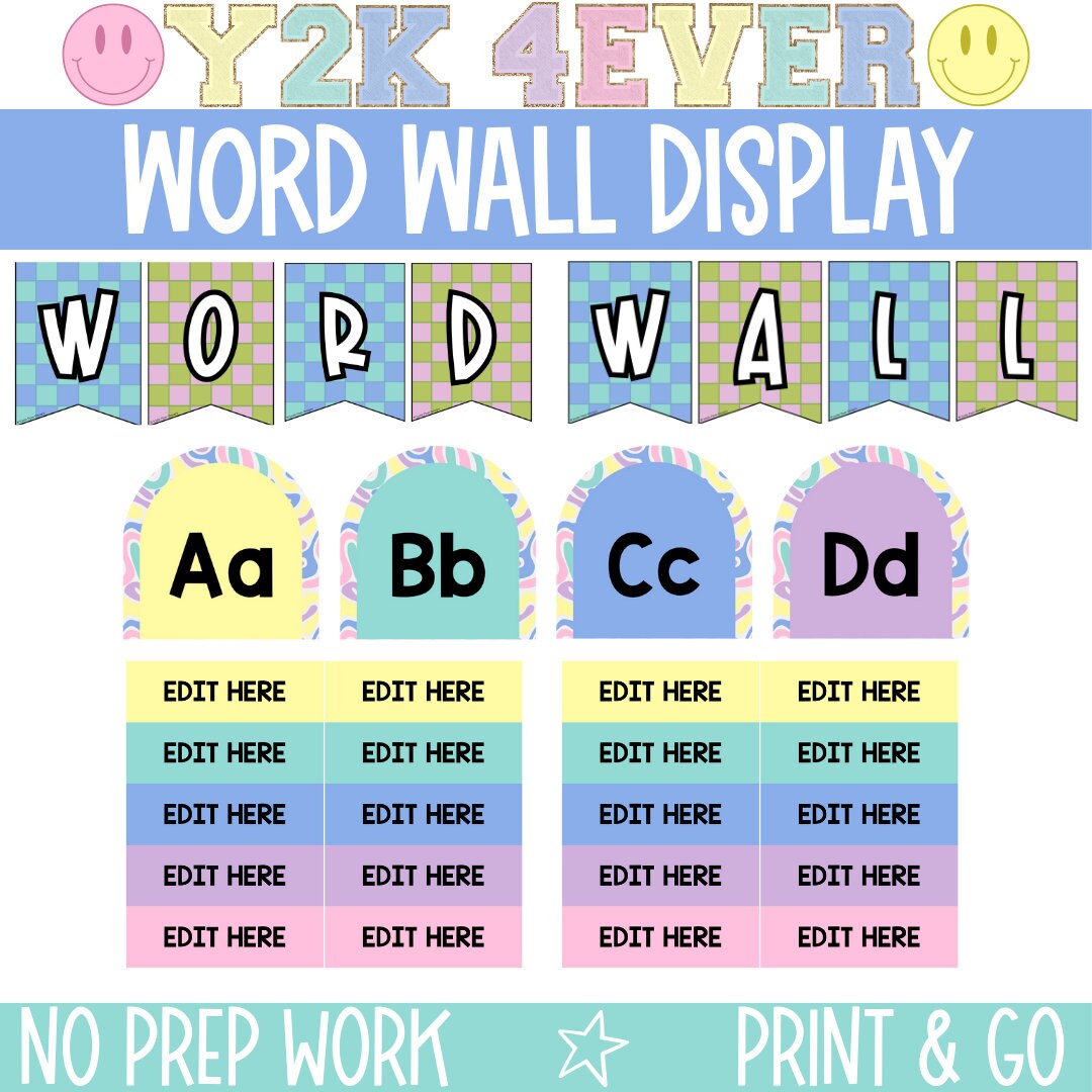 Retro Word Wall Display, Groovy Word Wall Display, Printable Word Wall ...