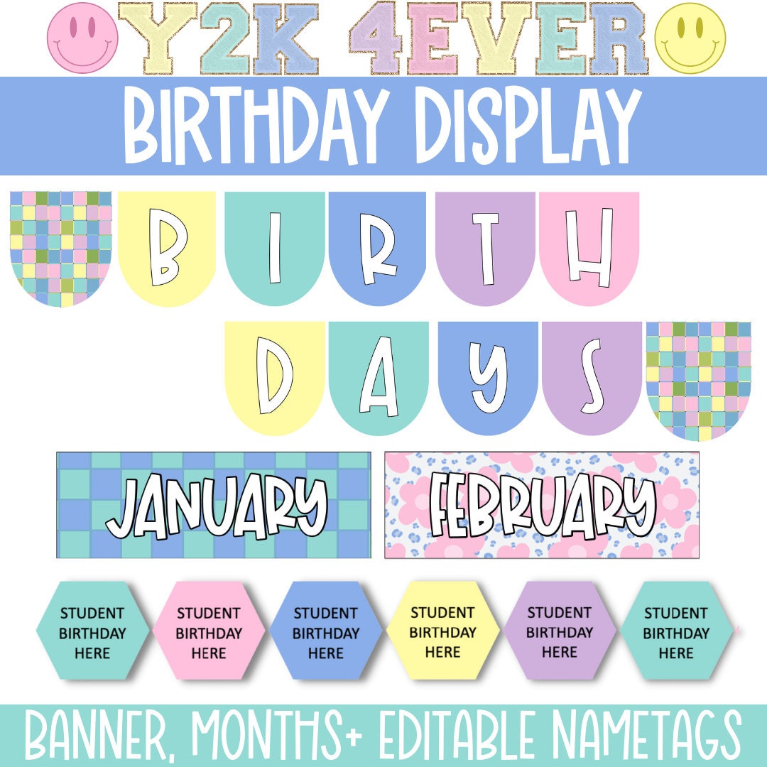 Birthday Display for Classroom, Bulletin Board Birthday Display ...