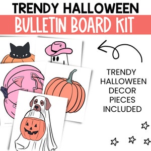 Groovy Halloween Bulletin Board Decor, Retro Halloween Bulletin Board ...