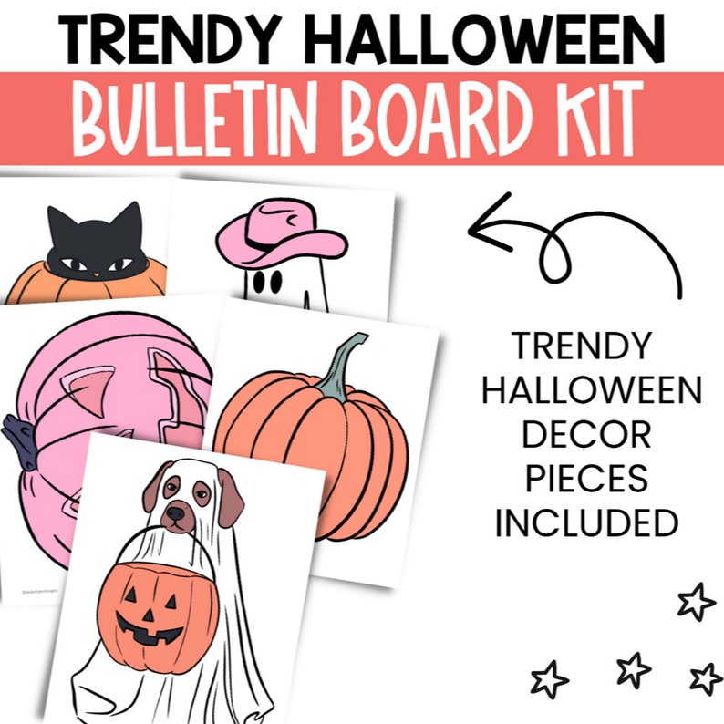 Groovy Halloween Bulletin Board Decor, Retro Halloween Bulletin Board ...