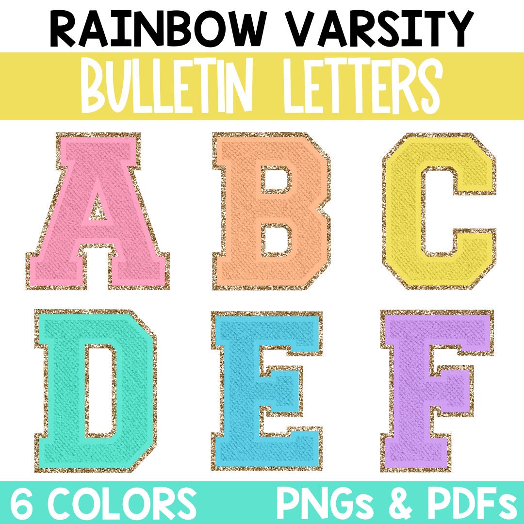 Groovy Retro Varsity Bulletin Board Letters, Letter Clipart, Printable ...