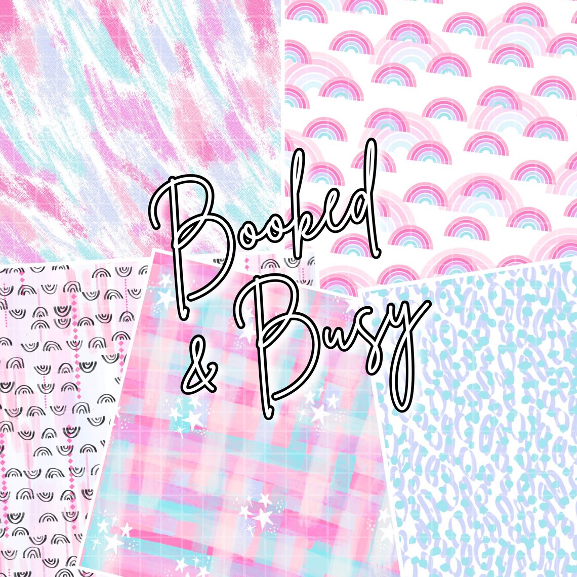 BOOKED AND BUSY Digital Paper Pastel Patterns Spring Patterned - Etsy