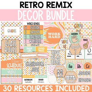 Retro Remix Classroom Decor Bundle, Groovy Classroom Decor, Bright ...