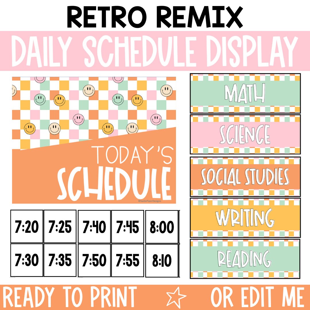 Editable Daily Schedule Display for Classroom, Daily Schedule Cards ...