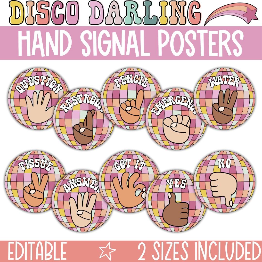 Editable Hand Signal Posters, Retro Hand Signal Posters, Bright Hand ...
