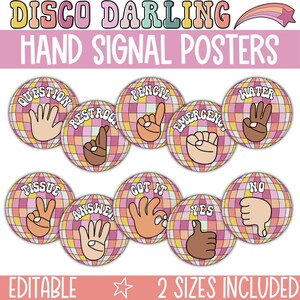 Editable Hand Signal Posters, Retro Hand Signal Posters, Bright Hand ...