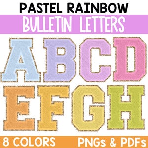 Pastel Groovy Retro Varsity Bulletin Board Letters, Letter Clipart ...