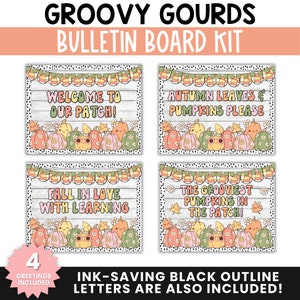 Groovy Fall Bulletin Board Decor, Retro Fall Bulletin Board, Fall ...