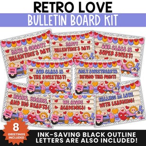 Retro Groovy Valentine's Bulletin Board Valentine's Day Classroom Decor ...