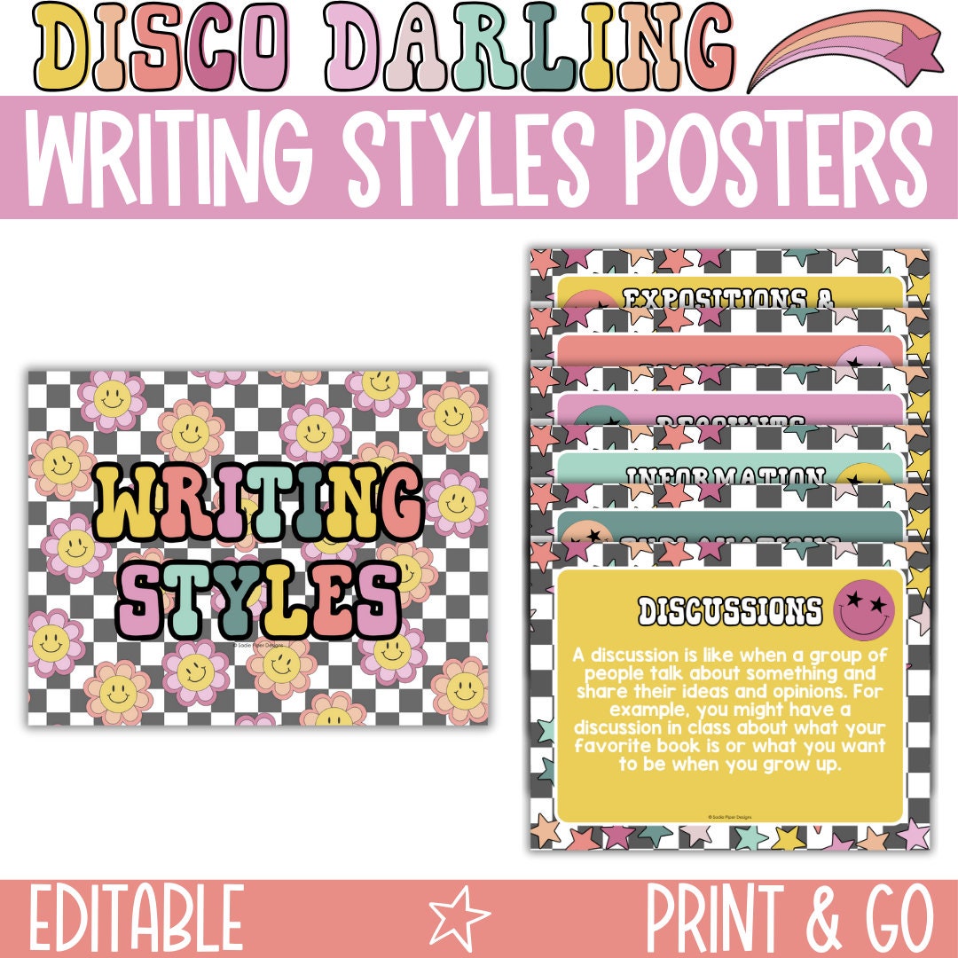 Editable Writing Styles Posters, English Posters, ELA Educational ...