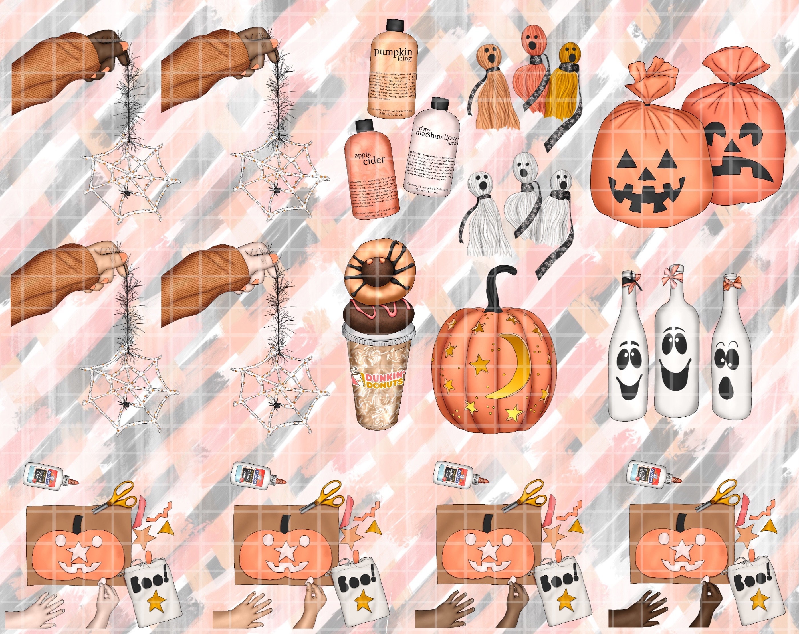BOHO SPOOKS Clipart Boho Halloween Clipart Modern Halloween - Etsy