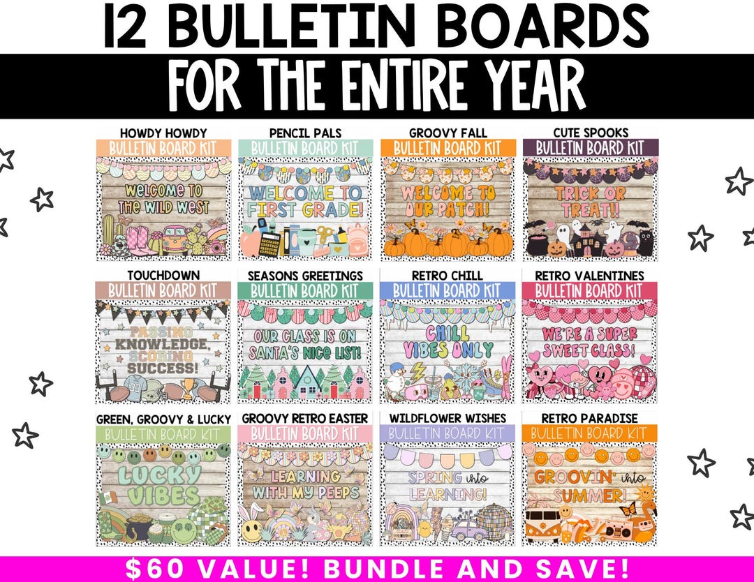 Spring Bulletin Board Bundle, Fall Bulletin Boards for Entire Year ...