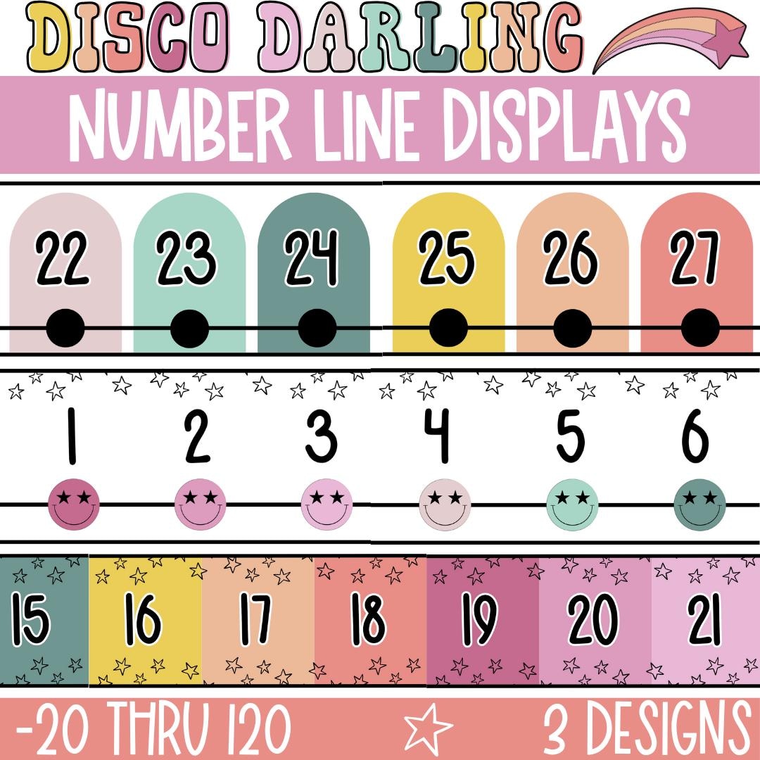 Disco Cowgirl Number Line for Classroom, Retro Number Line With ...