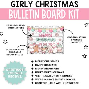 Pink Coquette Christmas Bulletin Board, Girly Winter Classroom Decor ...