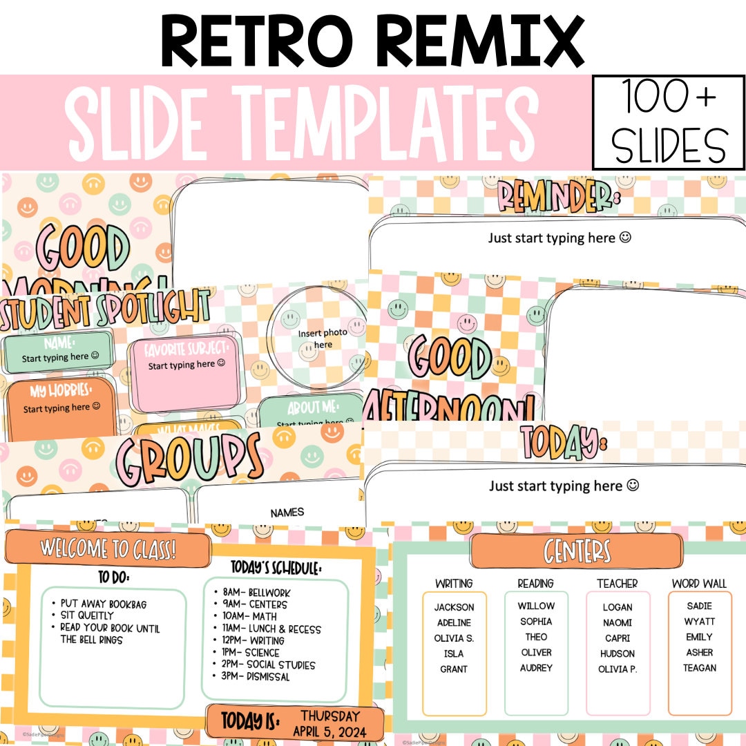 Retro Slide Templates for Classroom, Groovy Slides Templates, Classroom ...