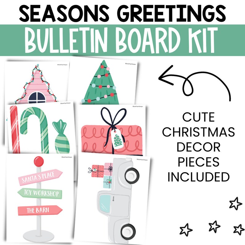 Christmas Bulletin Board Decor, Retro Christmas Bulletin Board, Winter ...