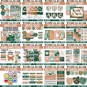Printable Tropical Classroom Decor Set, Plant Themed Classroom ...