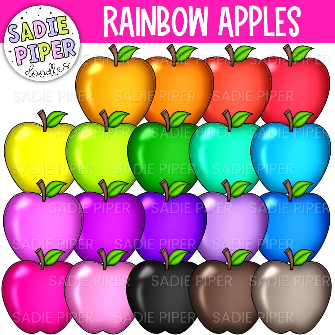 Rainbow Apples Clipart, Apple Clipart, Fall Clipart, Halloween Clipart ...